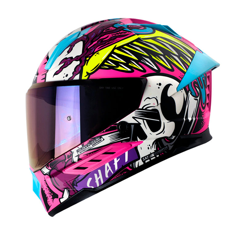 CASCO SHAFT SH-595 OLD SKULL MATE FUCSIA MORADO IRIDIUM – American Motos