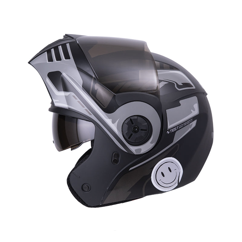 CASCO ICH ICH-3110DV ROBOTO MATE NEGRO AZUL VISOR PLATA – American Motos