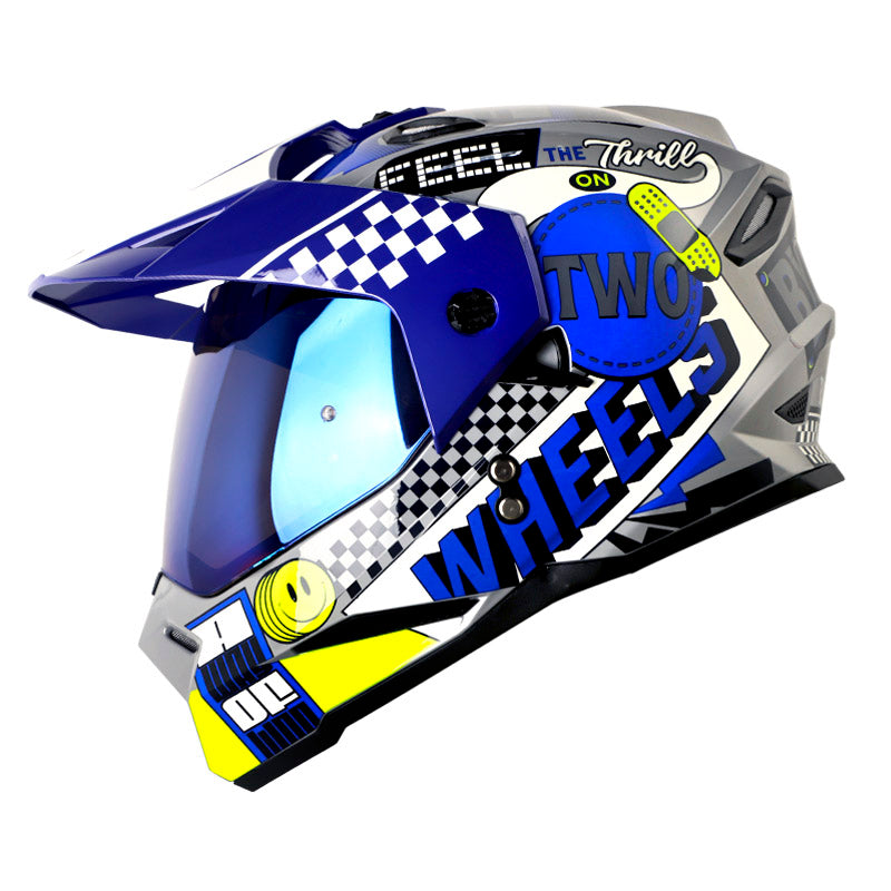 CASCO HRO HRO-MX330DV BYE BYE GRIS AZUL VISOR IRIDIUM AZUL – American ...