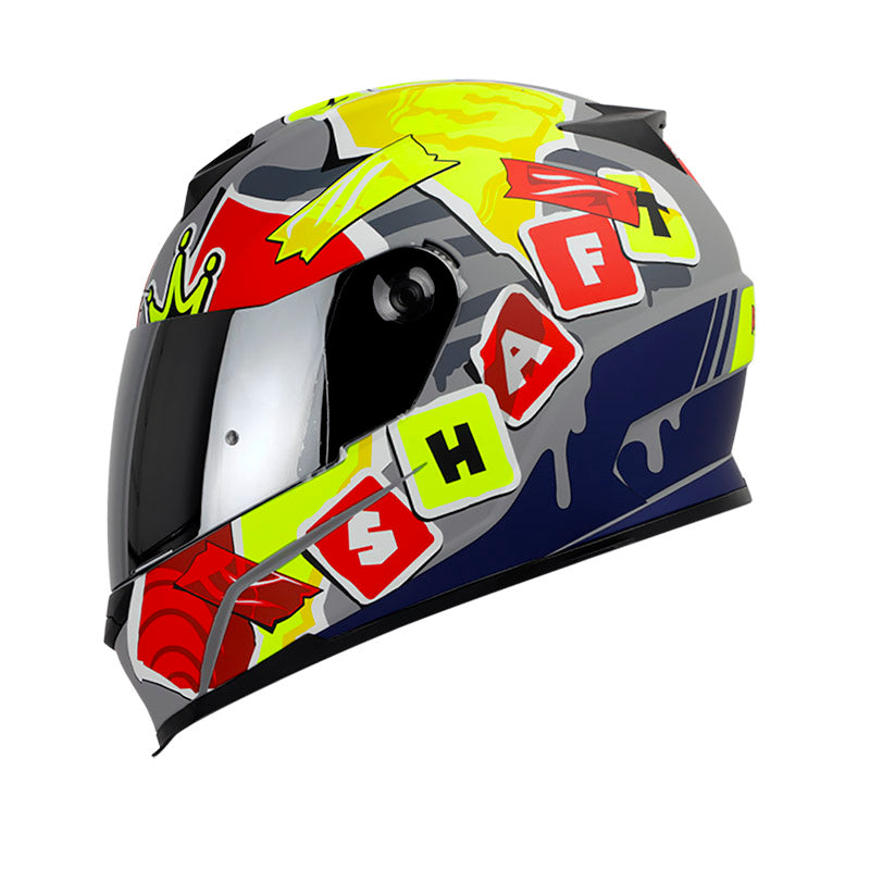 CASCO SHAFT SH-502 PRINT MATE NARDO AMARILLO VISOR PLATA – American Motos
