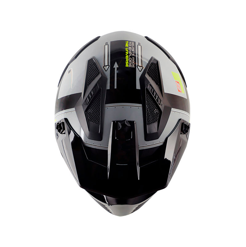 CASCO SHAFT SH-225 PILOT SATURN V GRIS AMARILLO NEON PLATA – American Motos