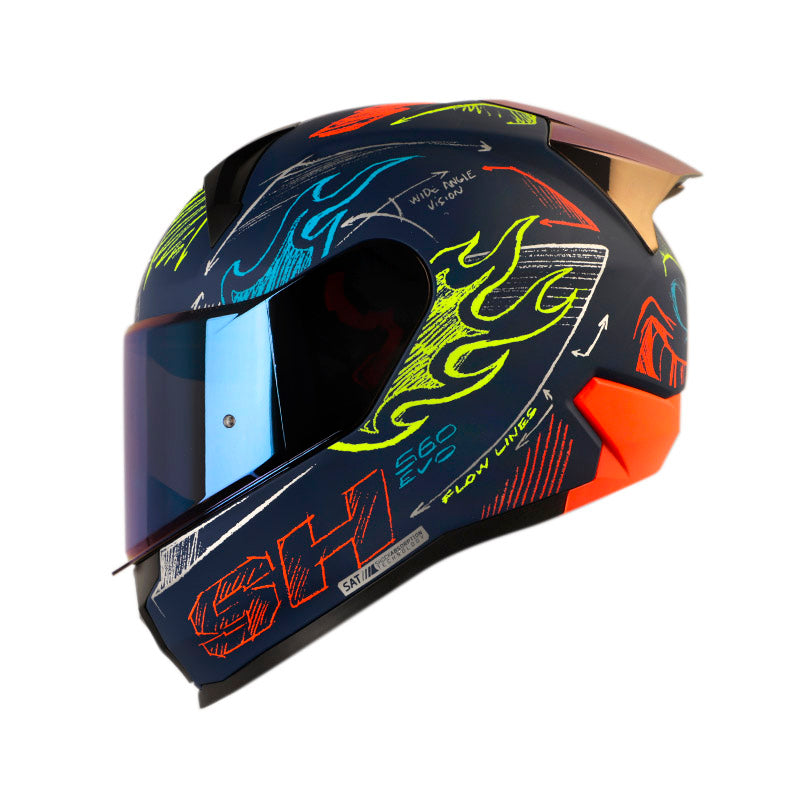 CASCO SHAFT SH-560 EVO SKETCH MATE AZUL OSCURO AMARILLO NEON – American ...
