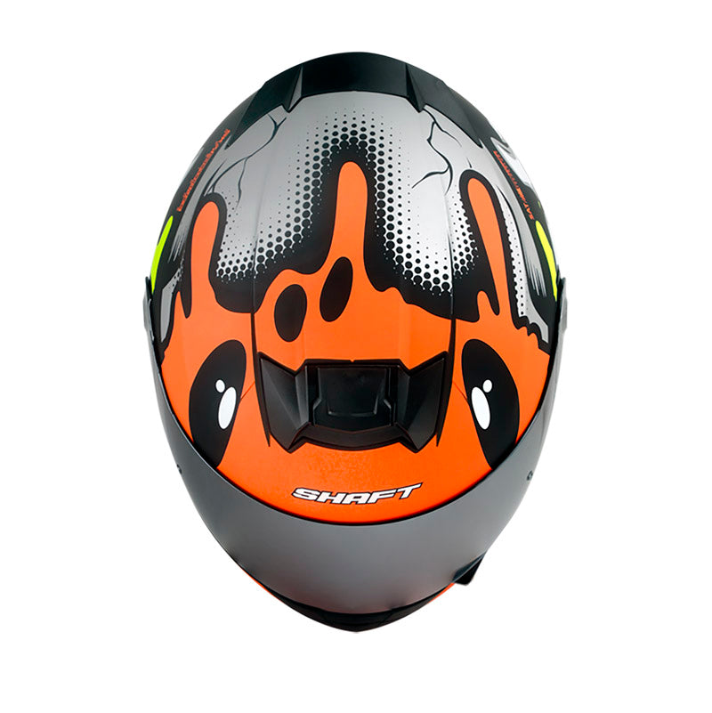CASCO SHAFT SH-502 SMILEY MATE NEGRO NARANJA VISOR PLATA – American Motos
