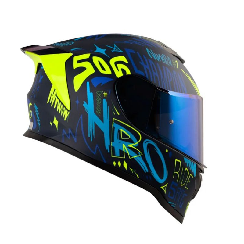 CASCO HRO HRO-506SP CHAMPION MATE AZUL OSCURO AMARILLO – American Motos ...