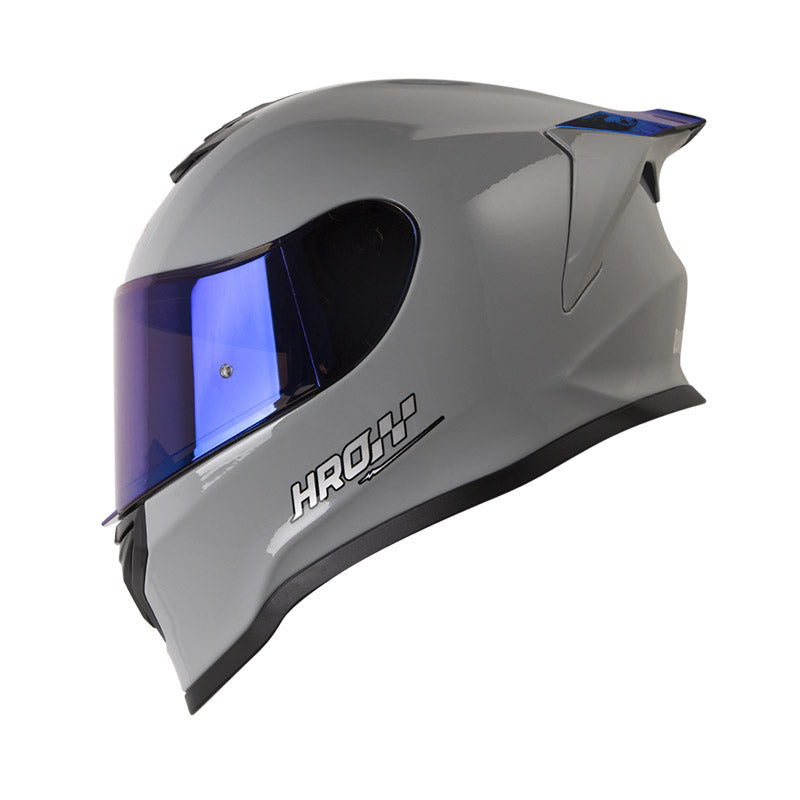 CASCO HRO HRO-506SP SOLID GRIS PLATA VISOR IRIDIUM AZUL – American ...