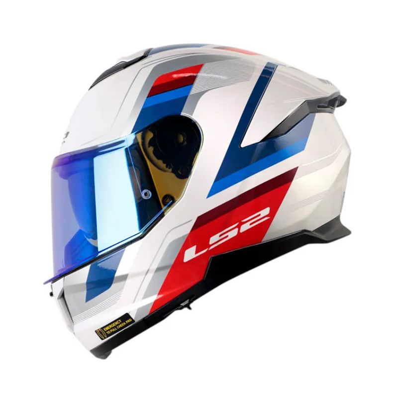 CASCO LS2 FF808 STREAM II VINTAGE BLANCO AZUL VISOR IRIDIUM – American Motos Colombia