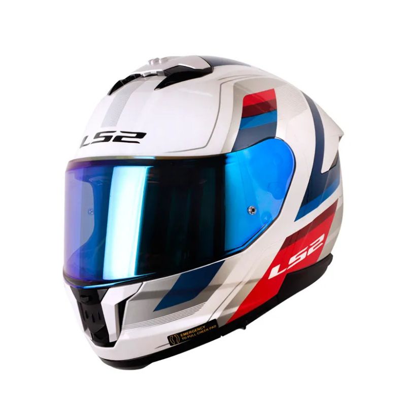 CASCO LS2 FF808 STREAM II VINTAGE BLANCO AZUL VISOR IRIDIUM – American ...
