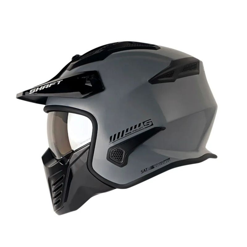 CASCO SHAFT SH-225 PILOT SOLID GRIS NEGRO + ACCESORIO – American Motos ...