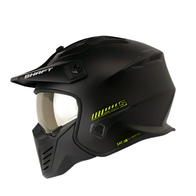 CASCO SHAFT SH-225 PILOT SOLID MATE NEGRO AMARILLO ACCESORIO – American ...