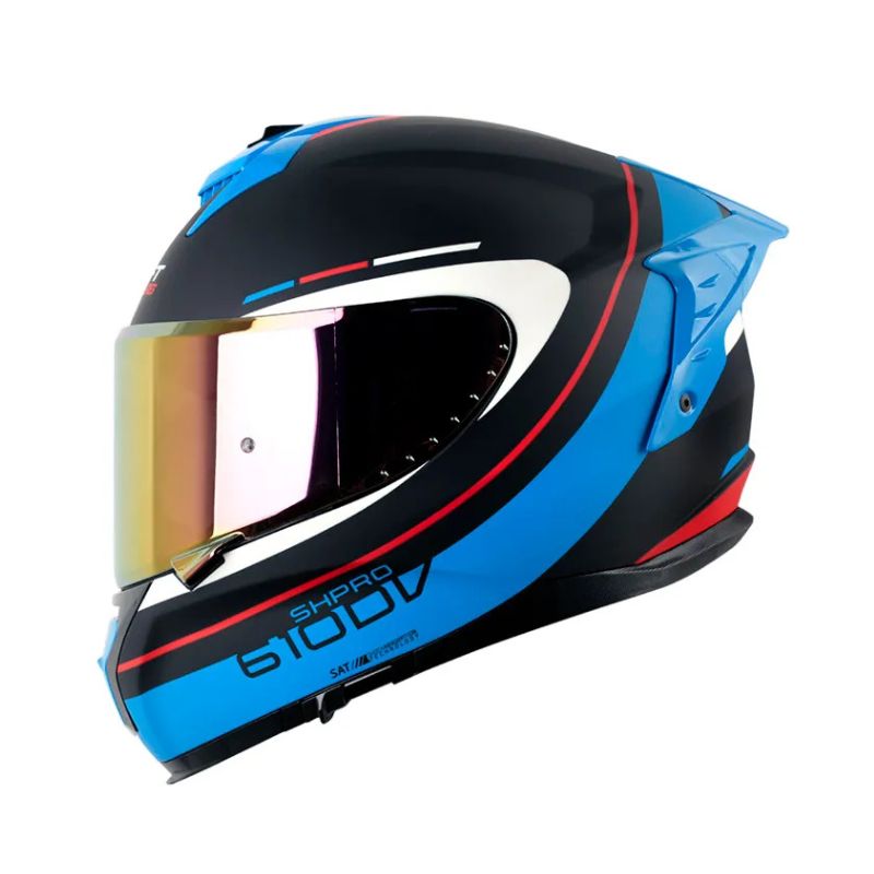 CASCO SHAFT SH-610DV PRO EUROK MATE NEGRO AZUL VISOR IRIDIUM – American ...