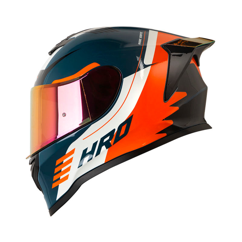 CASCO HRO HRO-506SP STEAM BLANCO NARANJA VISOR IRIDIUM ROJO – American ...