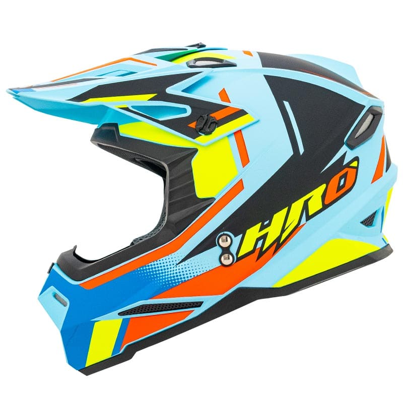 CASCO HRO HRO-MX03 RIFFE MATE AZUL AMARILLO NEON – American Motos Colombia
