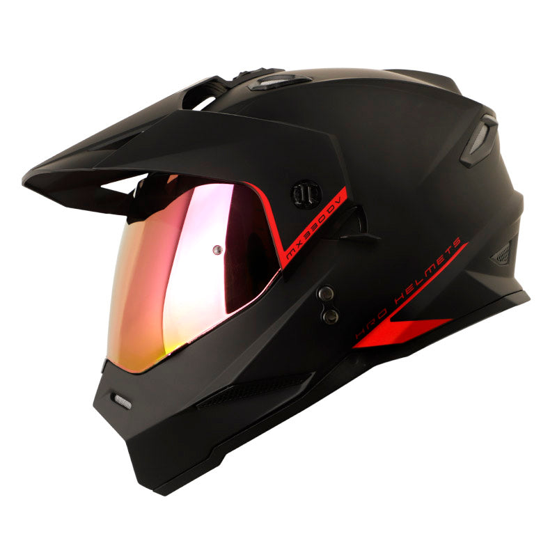 CASCO HRO HRO-MX330DV SOLID MATE NEGRO ROJO VISOIR IRIDIUM – American Motos