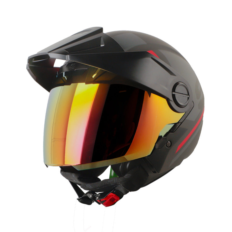 CASCO SHAFT SH-212 DRAK MATE GRIS OSCURO ROJO VISOR IRIDIUM – American ...